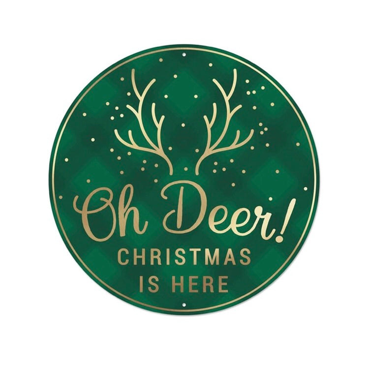 12dia Metal Foil Oh Deer Christmas Sign Nicks Seasonal Décor