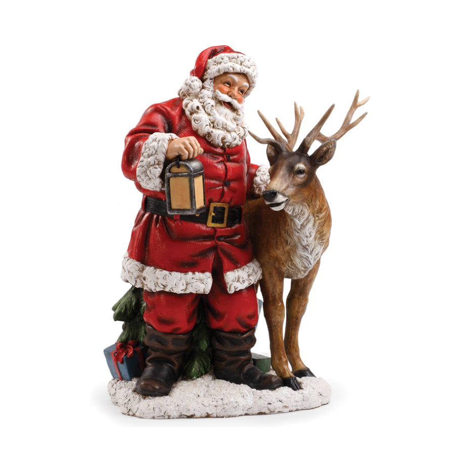 Resin Santa with Reindeer – Nick's Seasonal Décor